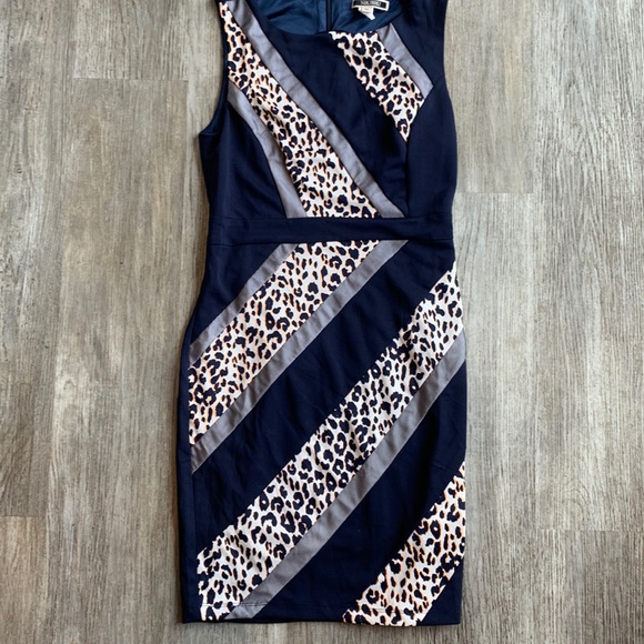 Nikibiki | Dresses | Nikibiki Fitted Navy And Leopard Dress | Poshmark